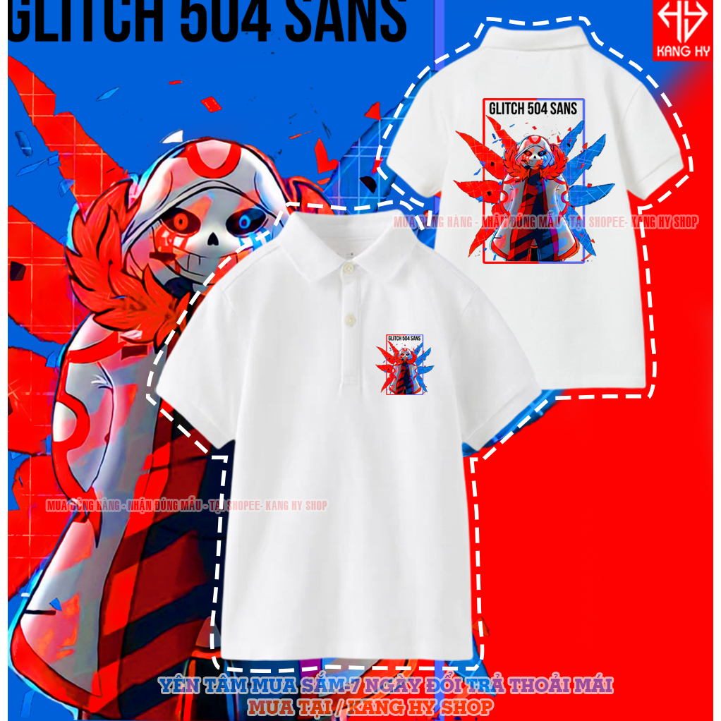 Glitch 504 Sans Collar Polo Shirt - Error Sans Cool Available in all ...