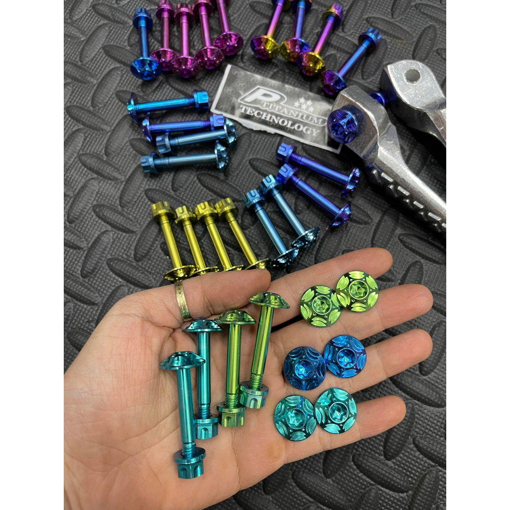 (2-Level Star M6 M8+Titanium Footrest Piercing) Titanium Gr5 screwbag ...