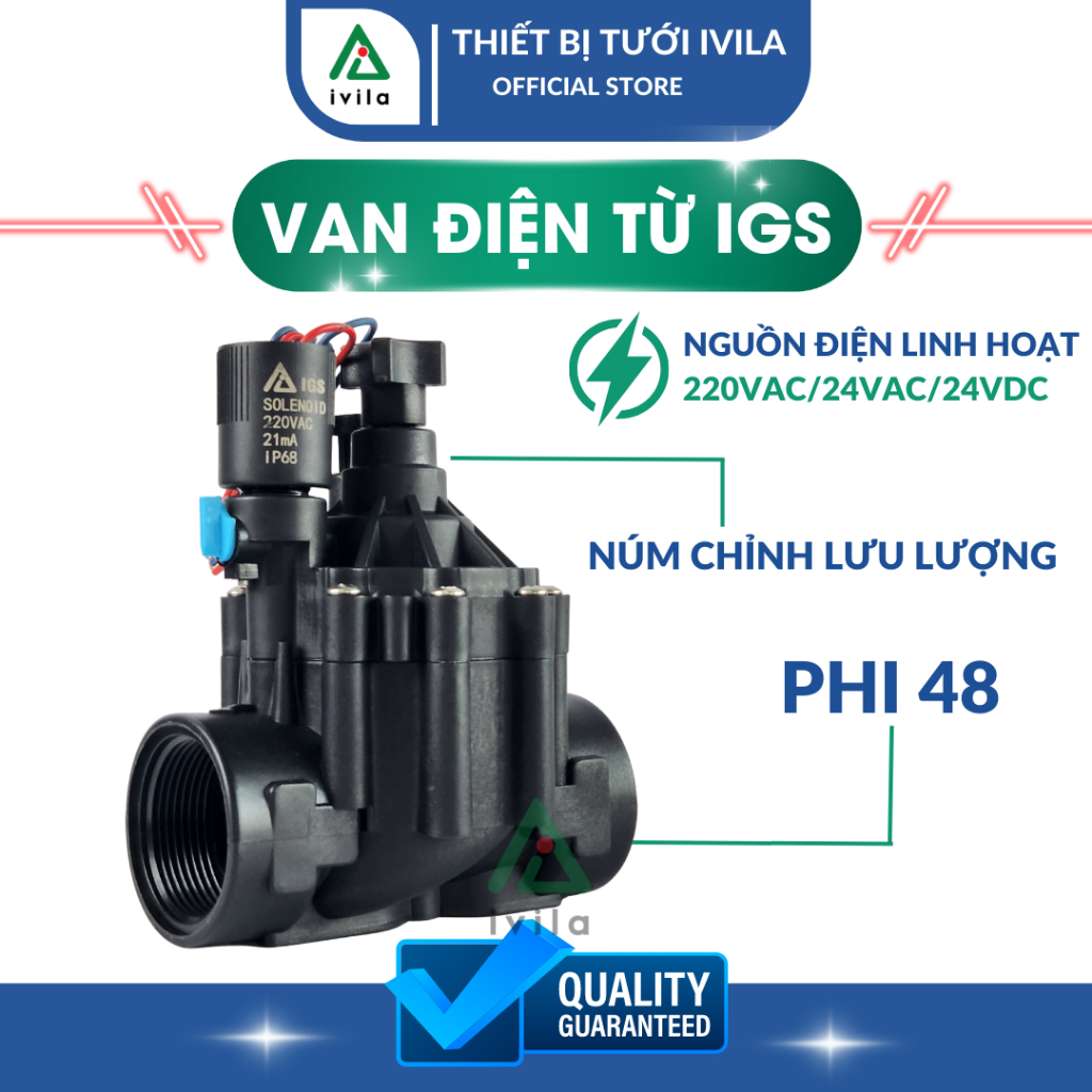 Ivila solenoid valve - IGS 48mm (1,5'') - IGV148H, waterproof 220v/24v ...