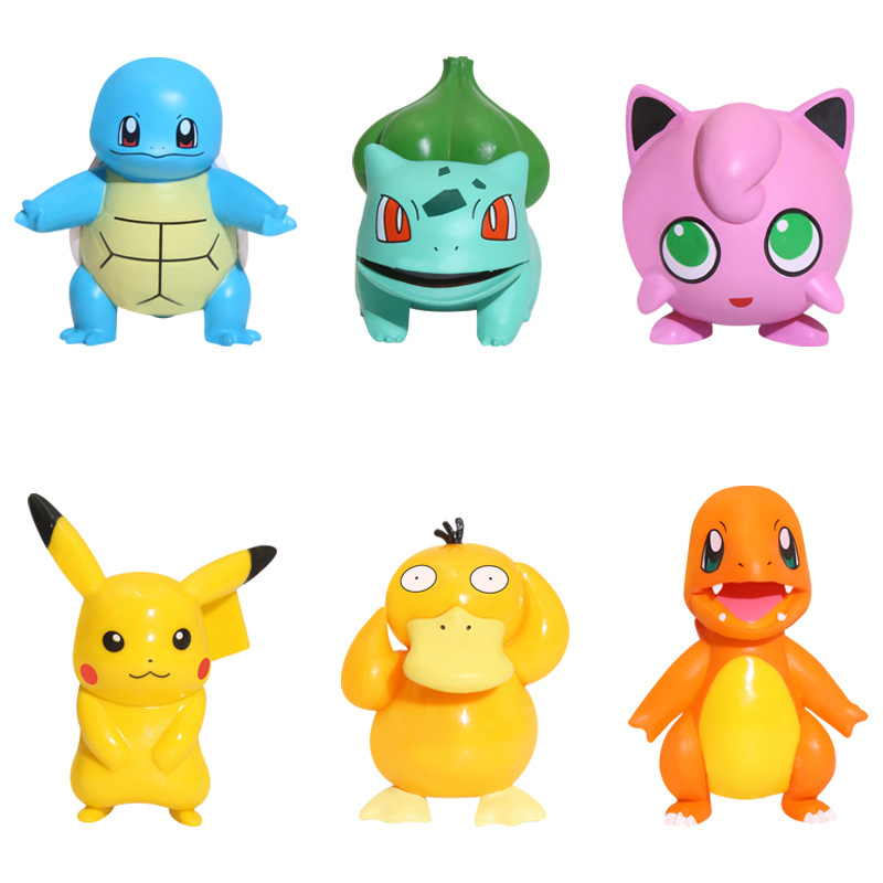 Pokemon Character Model, Set of 6 Super Funny, Cute Pikachu Chibi ...