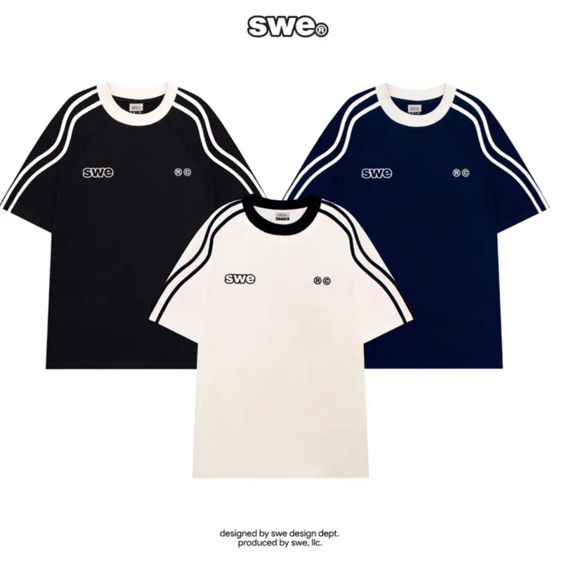 Swe WAVELINES T-shirt 3 color combinations Cream/Black/Navy new full ...