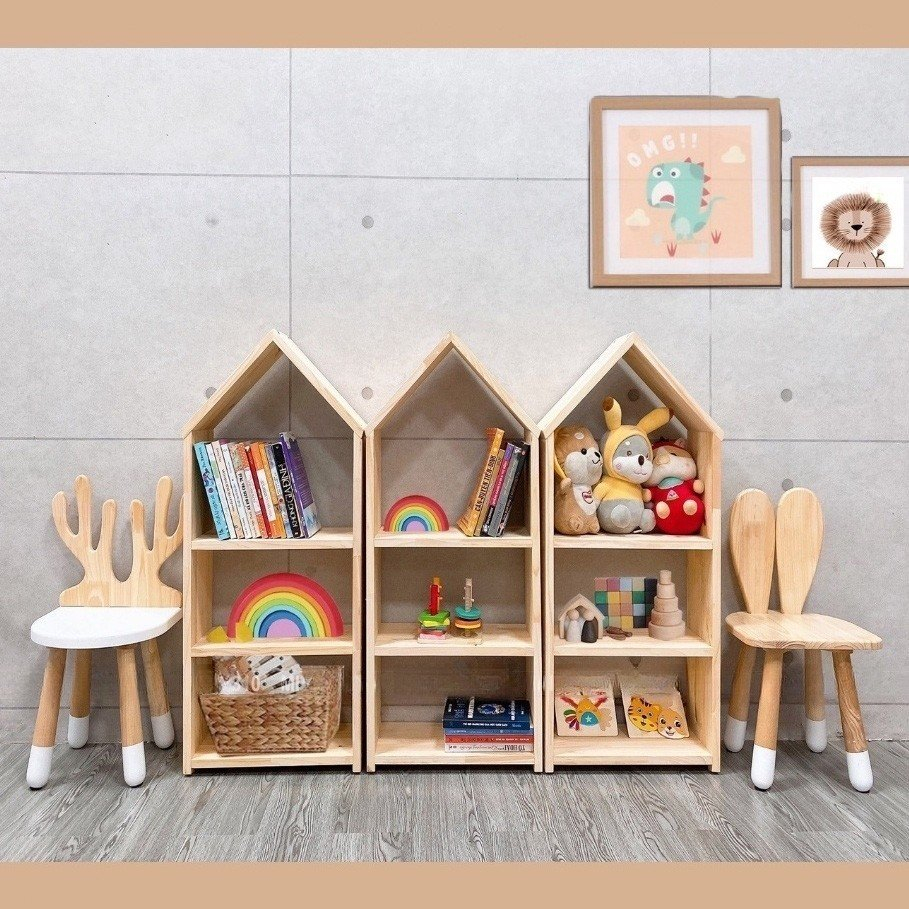 Multi-purpose toy and book shelf for children, house-shaped bookshelf ...