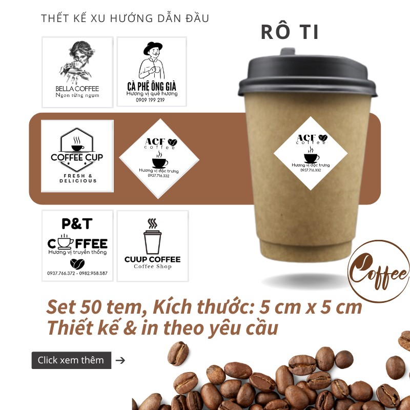 50 COFFEE CUP stickers, Paper cup stickers, Coffee plastic bottles Size ...