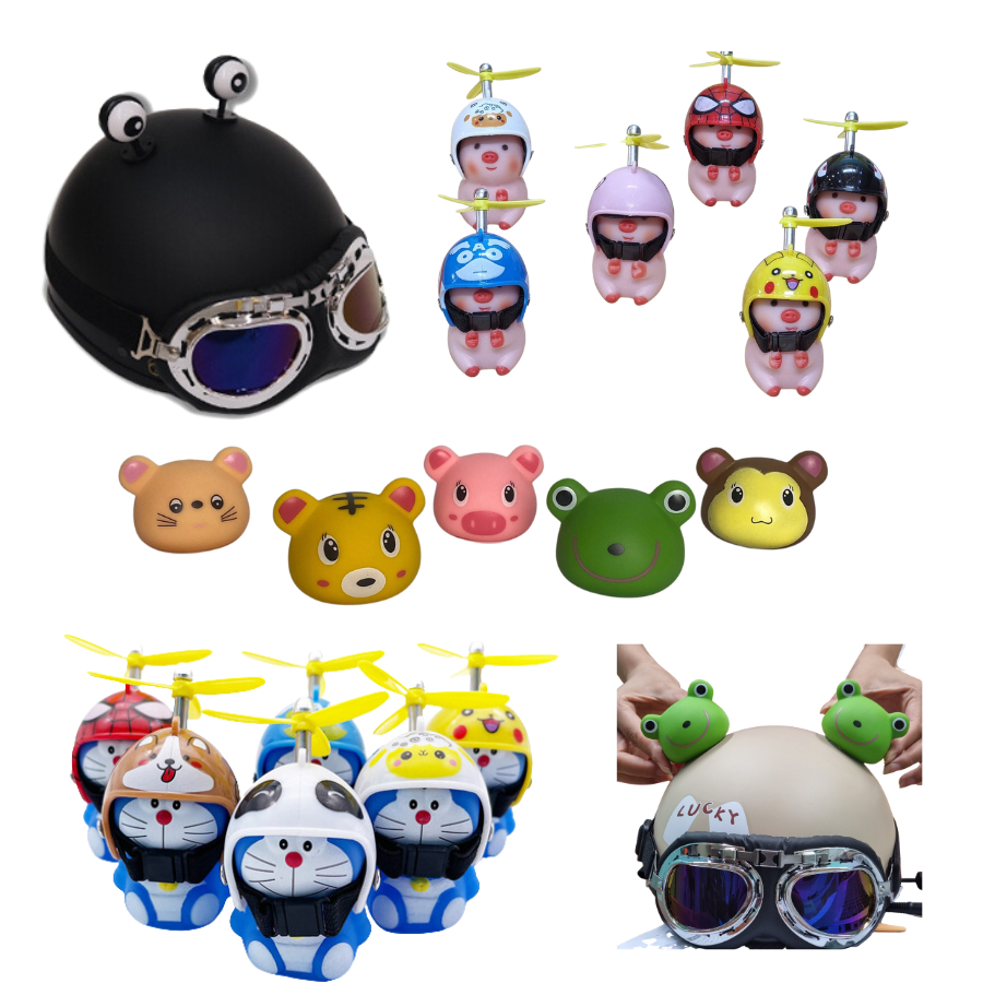 Helmet Mount Pig, Helmet Mount Doraemon, Frog Eyes, Helmet Mount ...