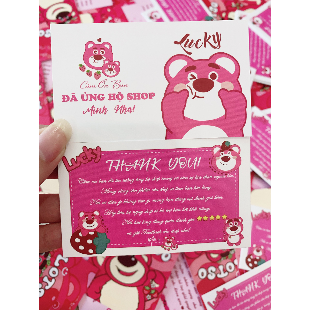 Lotso Strawberry Bear Cute Thank You Card, Lotso Strawberry Bear Thank ...