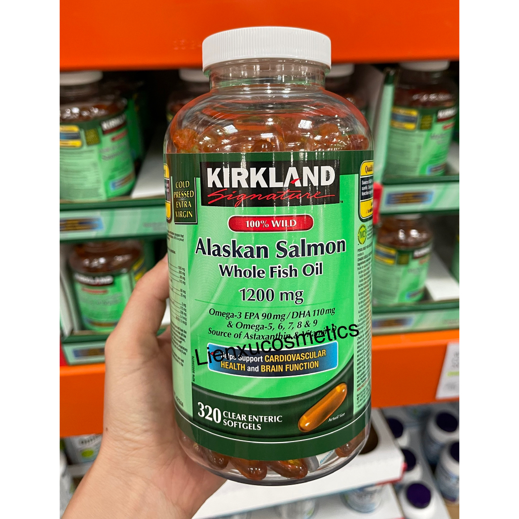 Omega 3 Wild Alaska whole fish oil 1200mg Kirkland Signature fish oil, box of 320 tablets ...