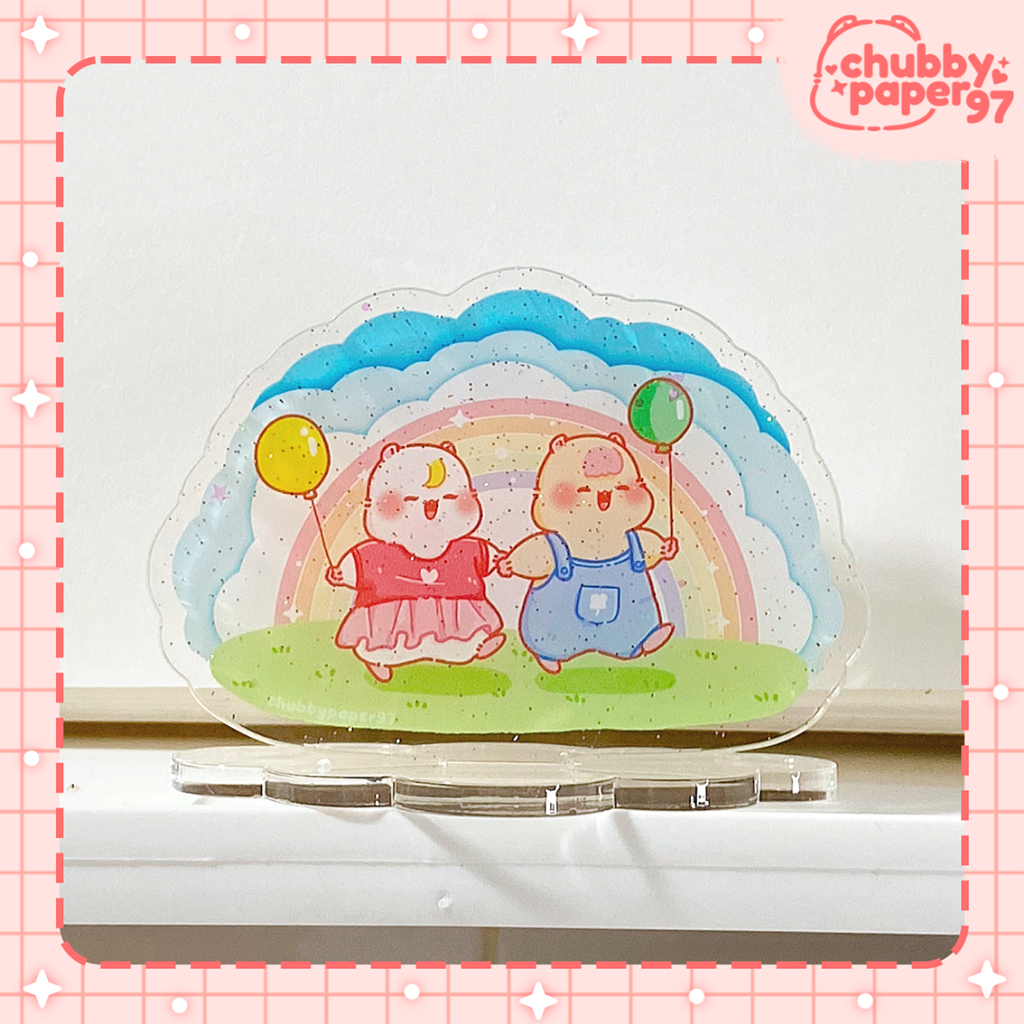 Standee / transparent acrylic model with RAINBOW glitter ...