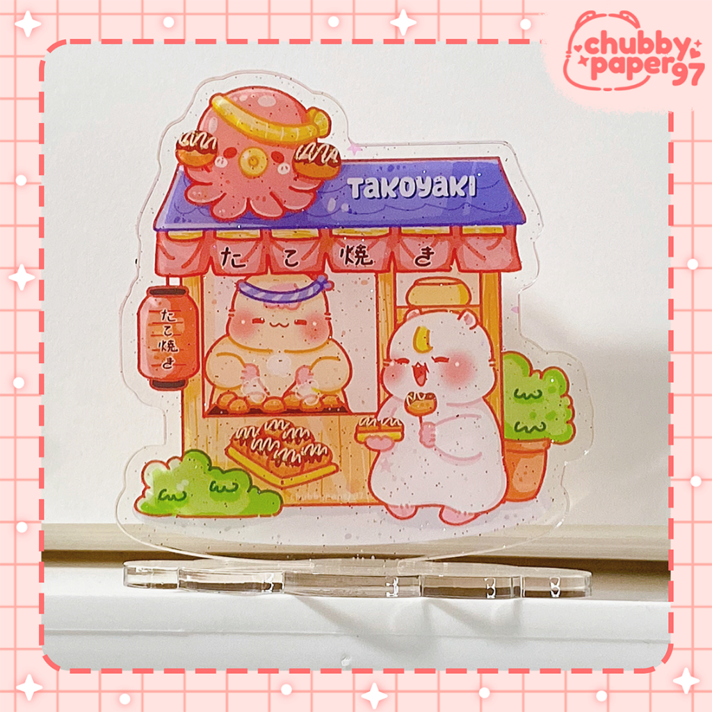Standee / transparent acrylic model with glitter TAKIYAKI SHOP ...