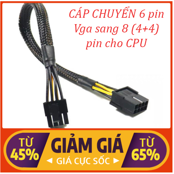 VGA Power Cable 6 Pin to 8 (4+4) Pin CPU – Convert VGA to Mainboard ...