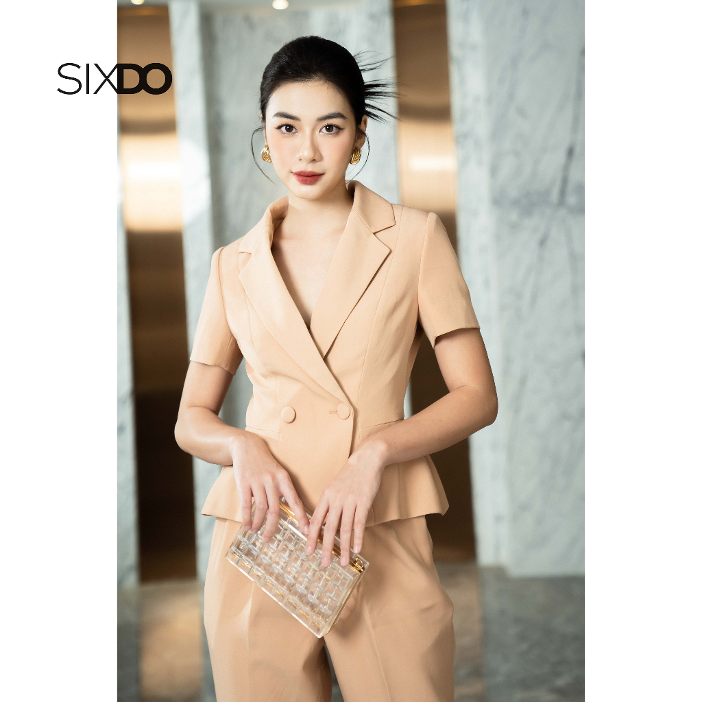 Sixdo Women's Short Sleeve Vest (Dark Beige Peak Lapel Collar Vest ...