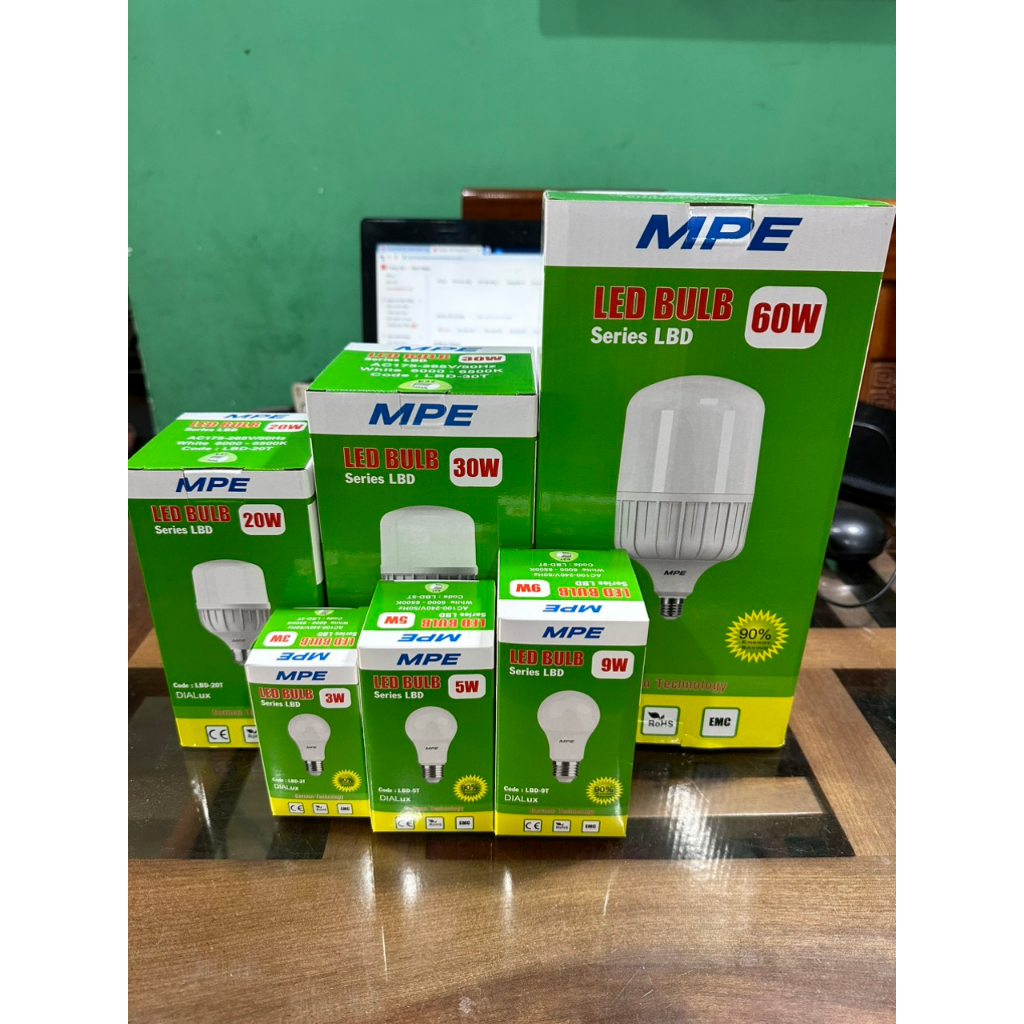 Mpe LED Bulb 3W/5W/9W/20W/30W/60W Round (white light) | Shopee Malaysia