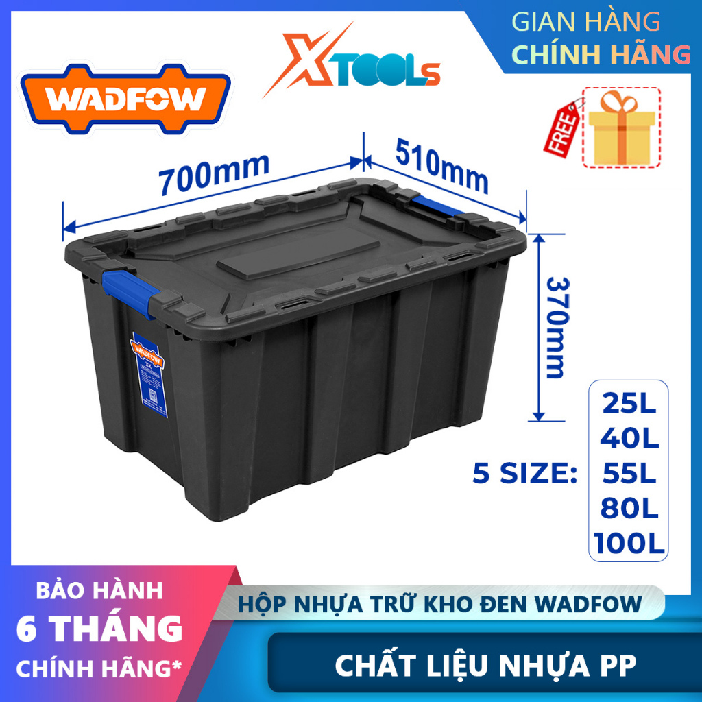 Wadfow black plastic storage box, 25-100L capacity storage box, black ...