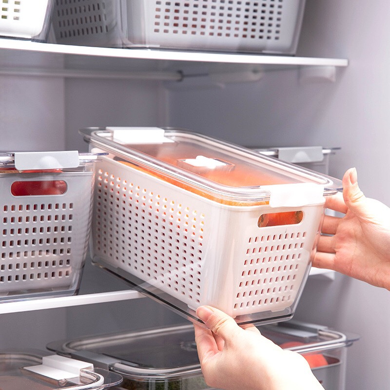 (divided) Plastic Refrigerator Food Storage Box, With Drainage Holes ...