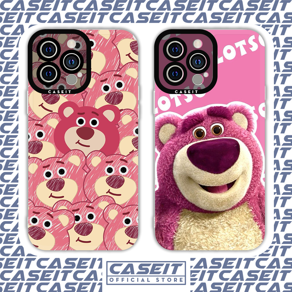 Caseit square edge iphone case with lotso pink aesthetic strawberry ...
