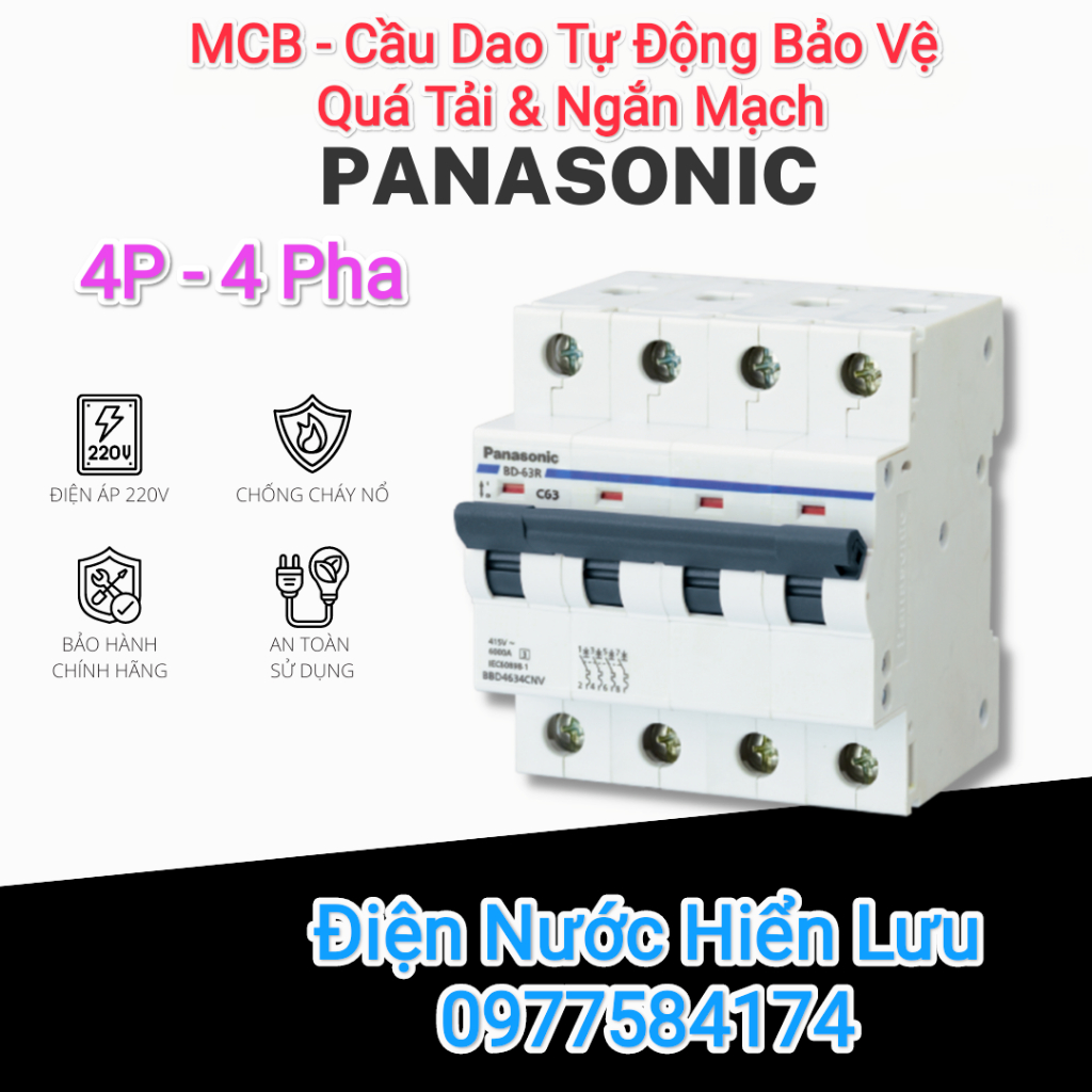 Panasonic MCB 4P/ 4 Phase Automatic Circuit Breaker - Genuine | Shopee ...