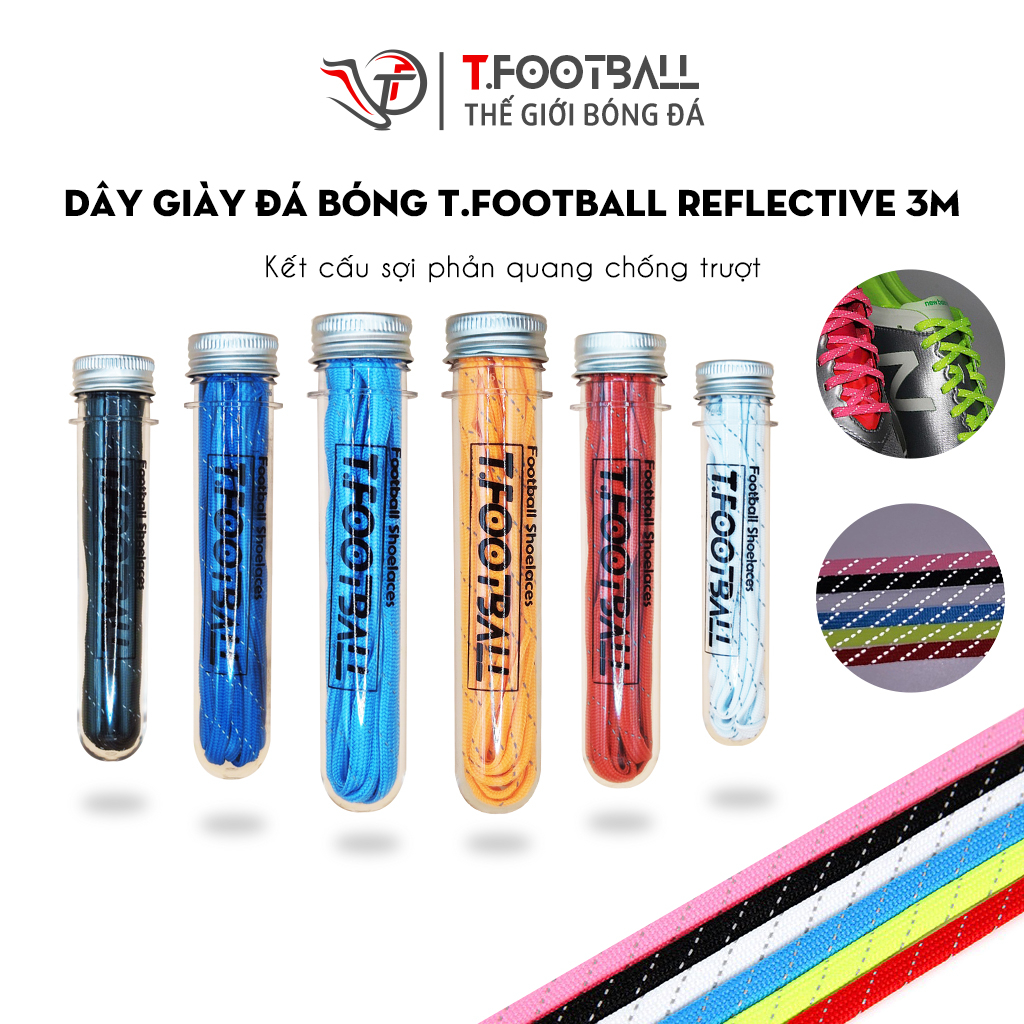 T.football Reflective 5mm Soccer Shoe Laces 3M Reflective Anti-Slip ...