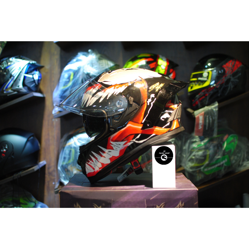 Roc 08 Fullface Helmet (genuine) Venom V2 red and white + pista spoiler ...