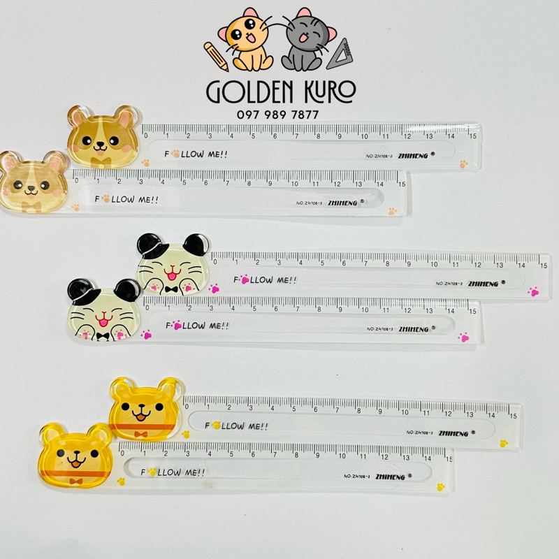 Transparent Ruler Mica Plastic Animal Head Measuring Length 15cm ...