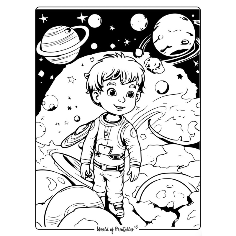 Solar system planets (Chibi style) - Set of 30 A4 A5 Coloring Pages ...