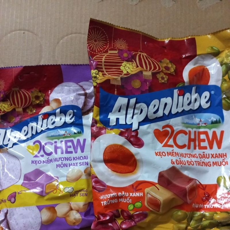 Alpenliebe 2 chew candy with green bean flavor, salted egg red bean and ...