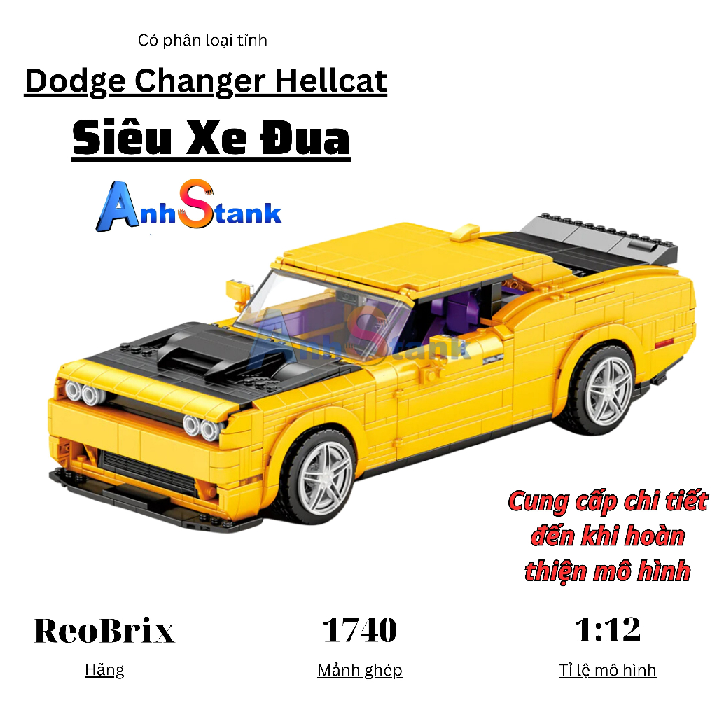 Technic Supercar Assembly Model 34 cm long Dodge Charger HellCat scale ...