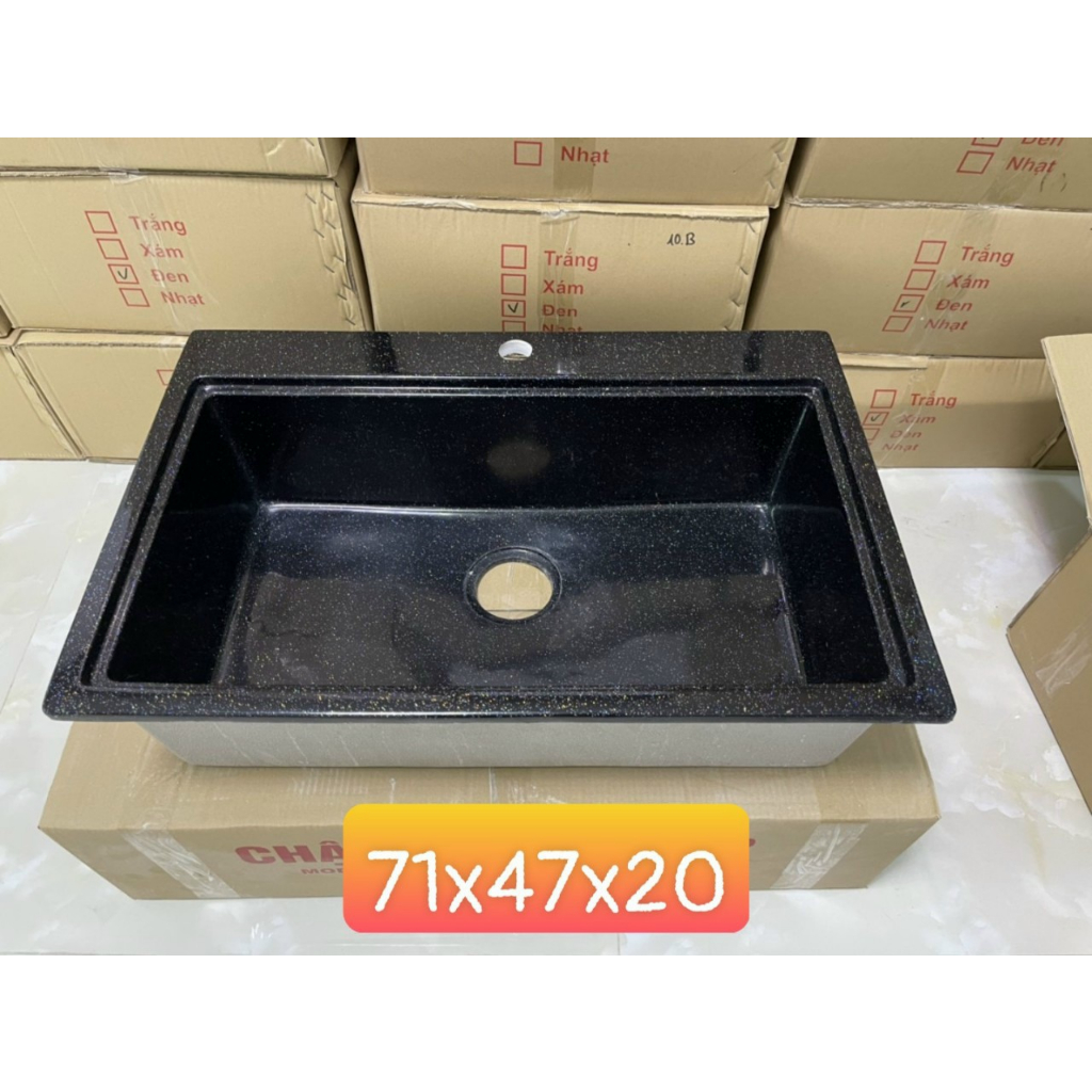 Black artificial stone sink, size 71x47x22 (Free siphon drain) | Shopee ...