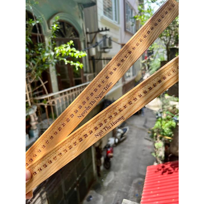Oak wooden ruler 30, 50, 60cm for students and teachers with names and ...