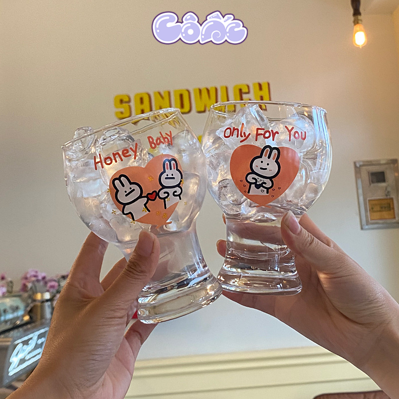 Cute Rabbit Pattern 2-Tier Cocktail Glass 450ml Semi-Cup Snail | Shopee ...