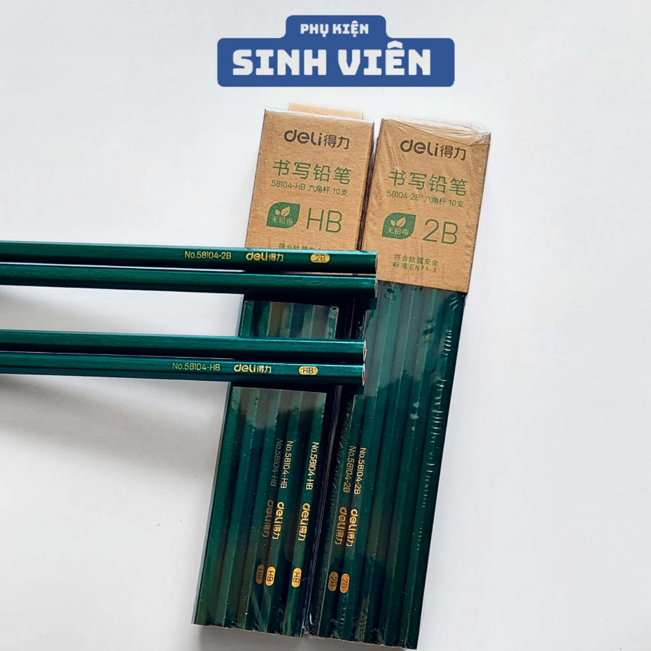 Deli hexagonal pencil - 2B/HB for fine art drawing (Box of 10 pens) for ...