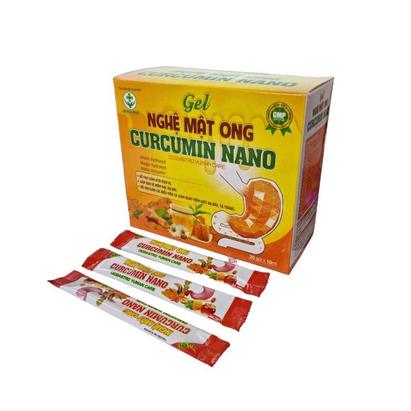 Curcumin NANO Honey Stomach Pain Reliever Gel (Box Of 20 Packs x 10ml) Helps Reduce Flavor acid ...