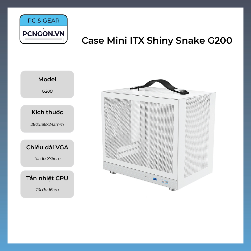 [PCNGON] Mini ITX Shiny Snake G200 computer case – White | Shopee Malaysia