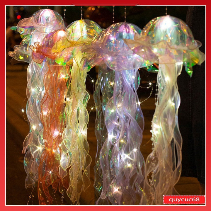 Mid-autumn Festival lights, beautiful glowing transparent jellyfish ...