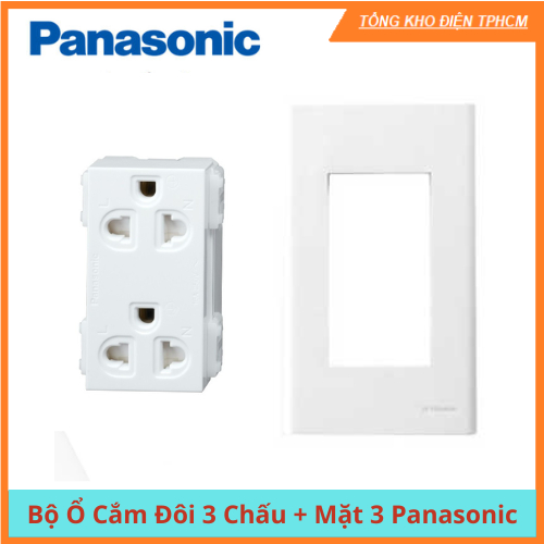 Panasonic wide 3-pin double socket with screen and ground wire ...