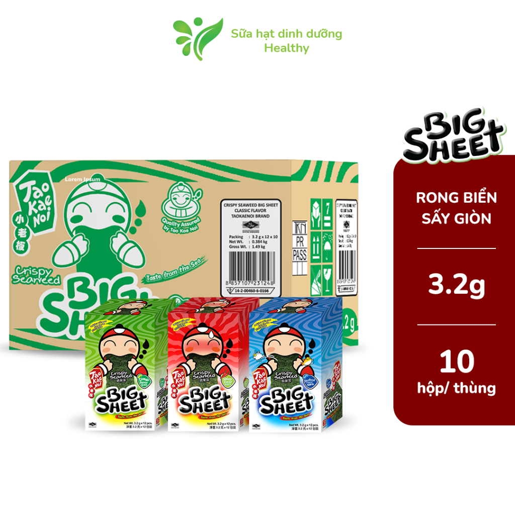 Taokaenoi BIG SHEET Seaweed Snack Box in Many Flavors (3.2g x 10 Boxes ...