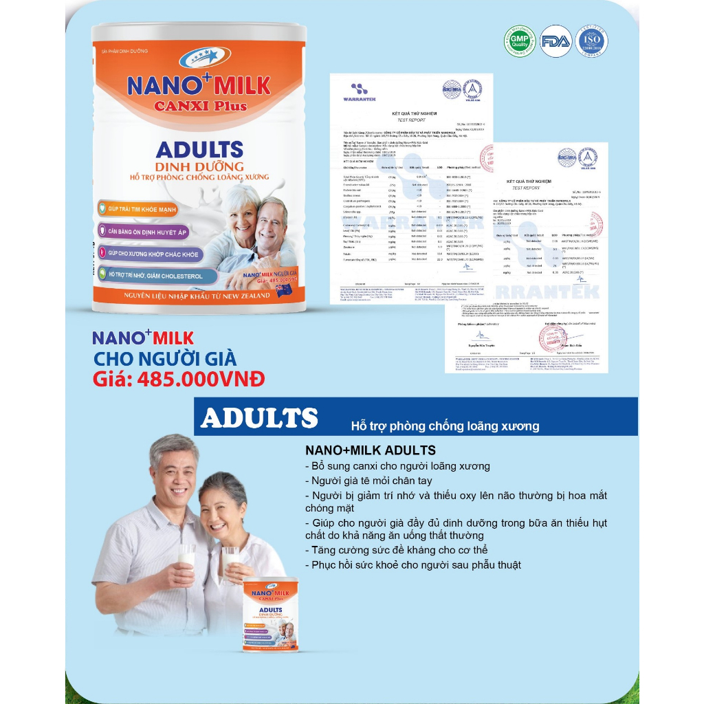 Nano Milk ADULTS powdered Milk for people over 50 years old (900g ...