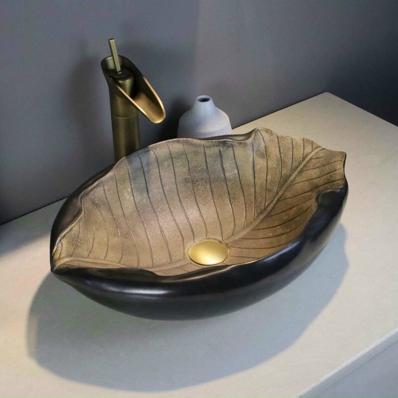 Iron-shaped tabletop Lavabo, Leaf-shaped wash basin - Leaf-shaped art ...