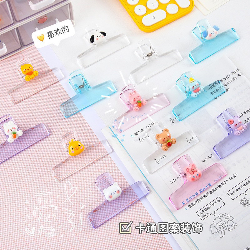 Transparent Plastic Paper Clip with Cute Animal Charm - 1 Piece (Random ...