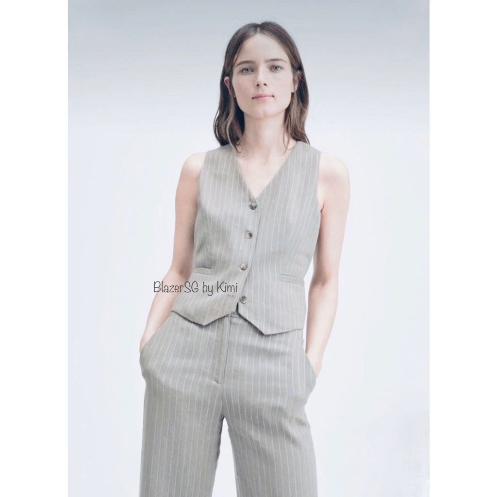 (Item Type 1 - With Clip) Women's Plaid Gile - Light Gray - 2 Layers ...