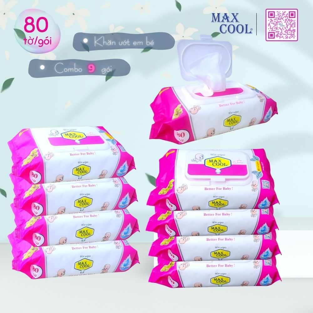 9 packs of Max Cool wet wipes 80 sheets (jasmine scent) | Shopee Malaysia
