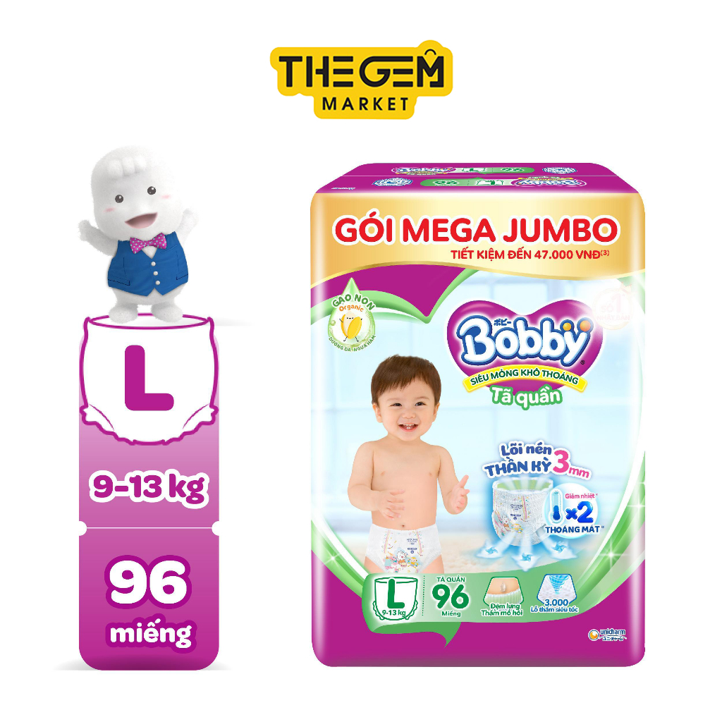 [Mega Jumbo] Bobby Super Breathable Diaper Pants L96 | Shopee Malaysia