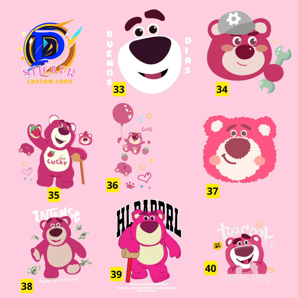 Heat ironing image, Lotso bear logo, complete set of strawberry bear ...