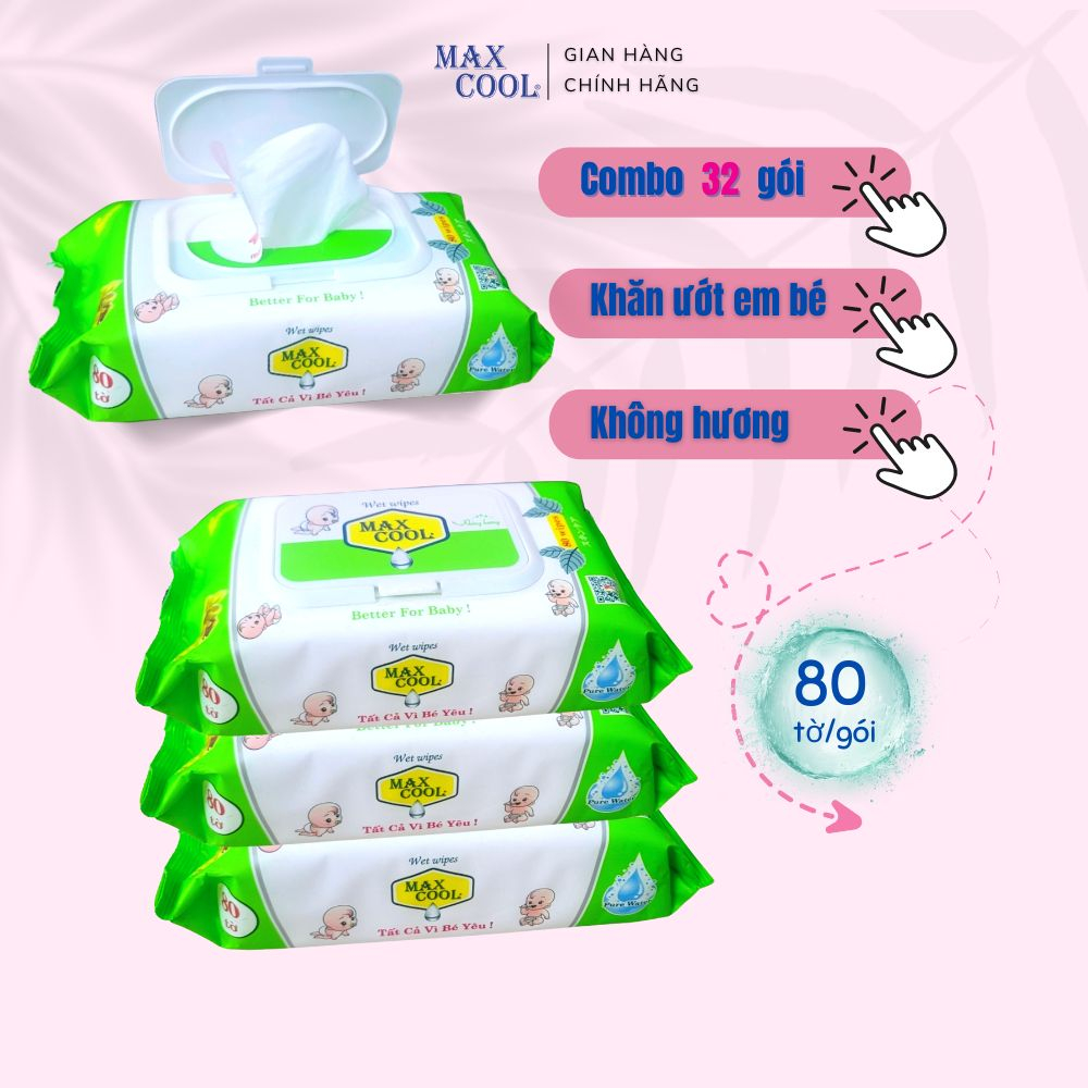 32 packs of MAX COOL wet wipes 80 sheets (No fragrance) | Shopee Malaysia