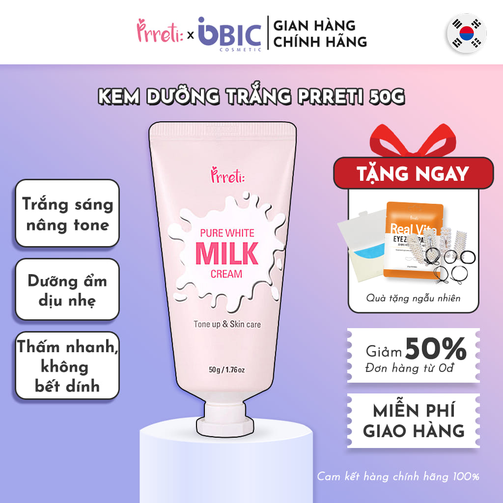 Preti Pure White Milk Cream, natural skin brightening and moisturizing ...
