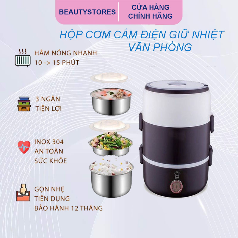 Pair Star 3-layer Thermal Rice Warmer with Stainless Steel Inner Keeps ...