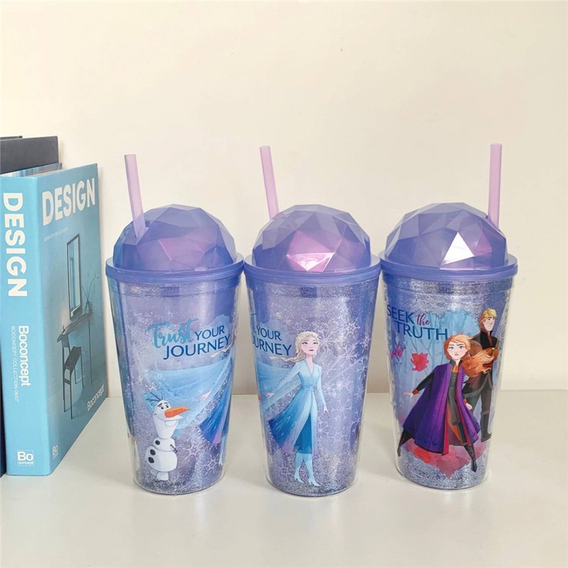 Elsa Frozen Disney drinking glass with surplus lid (1 cup with all 4 ...