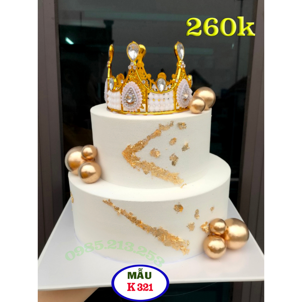 White crown 2-tier birthday cake, model cake, display | Shopee Malaysia
