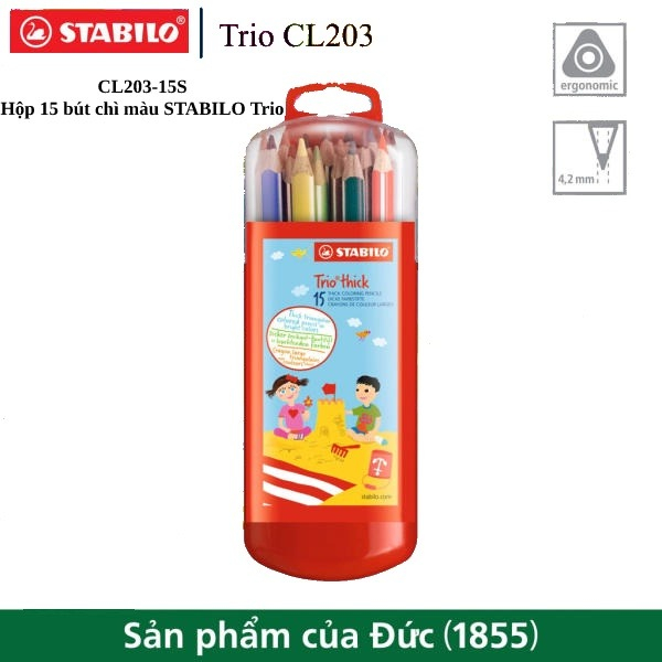 STABILO Trio Thick 15-color colored pencil box (CL203-15S) | Shopee ...