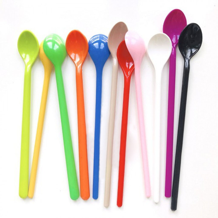 Set of 10 colorful plastic coffee spoons (random color delivery ...