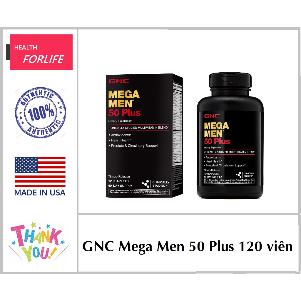Gnc Mega Men 50 Plus 120 tablets Timing-reease - vitamin and mineral ...