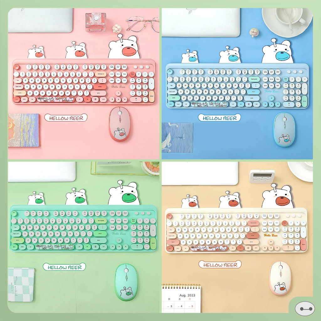 Funny AND ADORABLE MOFII HELLO BEAR WIRELESS KEYBOARD AND MOUSE SET IN ...